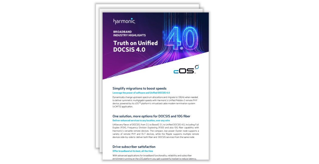 cOS Broadband Platform | DOCSIS 3.1 | Harmonic